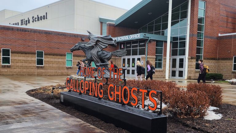 New welcome sign installed in front of Galloping Ghost statue at ...